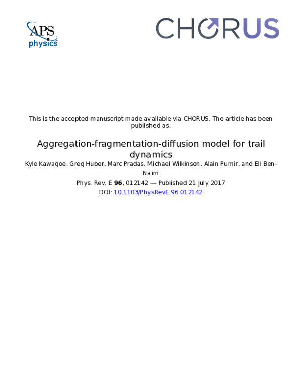 (PDF) Modeling Trail Dynamics: Aggregation and Diffusion