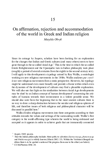 (PDF) 15 On affirmation, rejection and accommodation of the world in ...