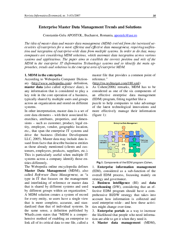 (PDF) Enterprise Master Data Management Trends and Solutions ...