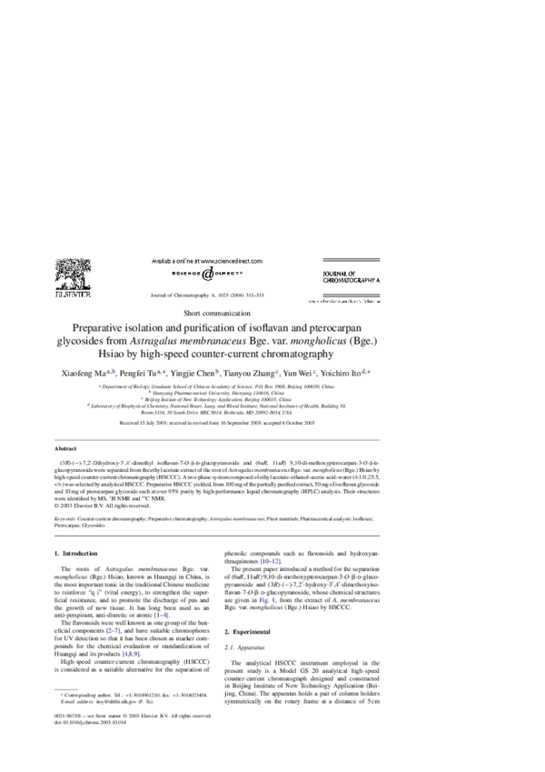 (PDF) Preparative isolation and purification of isoflavan and ...