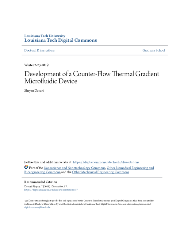 (PDF) Development of a Counter-Flow Thermal Gradient Microfluidic Device
