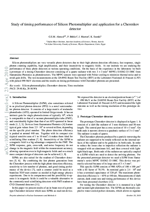 Study of timing performance of silicon photomultiplier and application for a Cherenkov detector