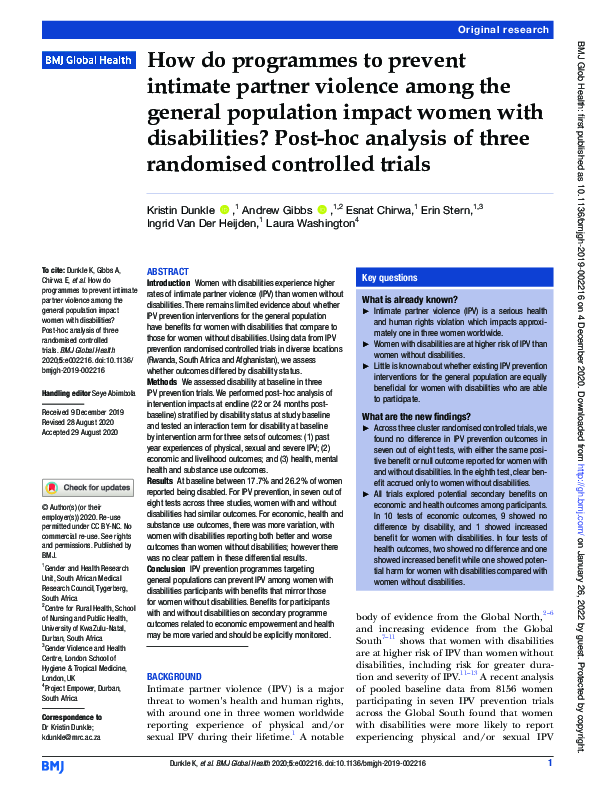 (PDF) How do programmes to prevent intimate partner violence among the general population impact ...