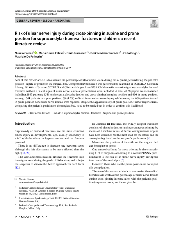 (PDF) Risk of ulnar nerve injury during cross-pinning in supine and ...
