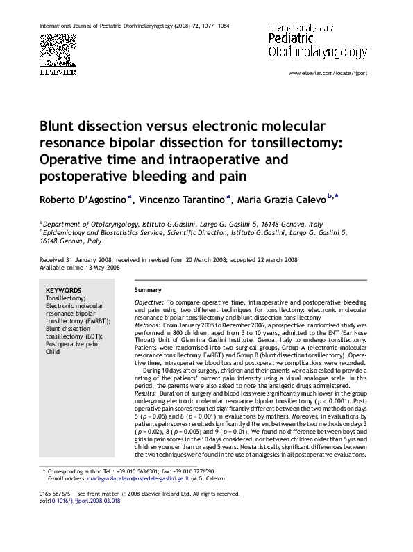 (PDF) Blunt dissection versus electronic molecular resonance bipolar ...
