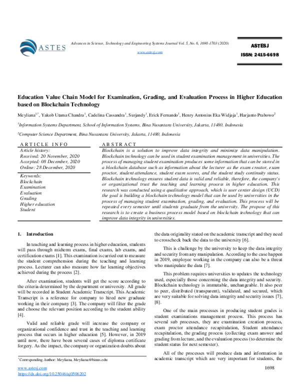 (PDF) Education Value Chain Model for Examination, Grading, and ...