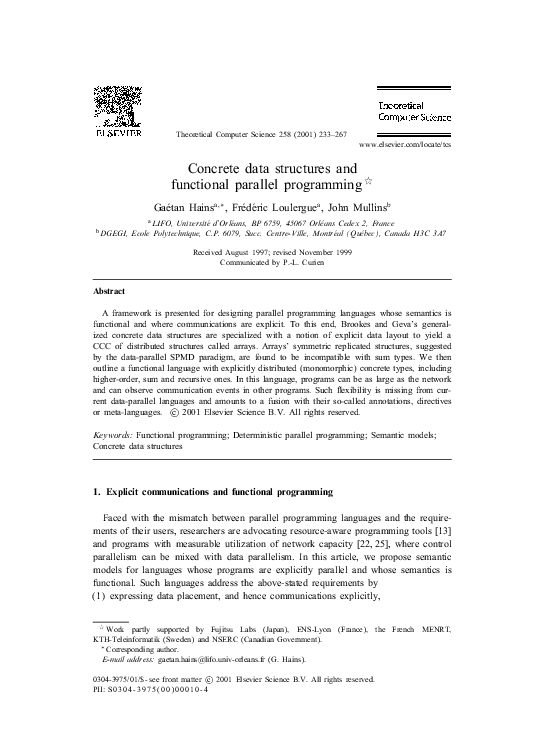 Pdf Concrete Data Structures And Functional Parallel Programming John Mullins