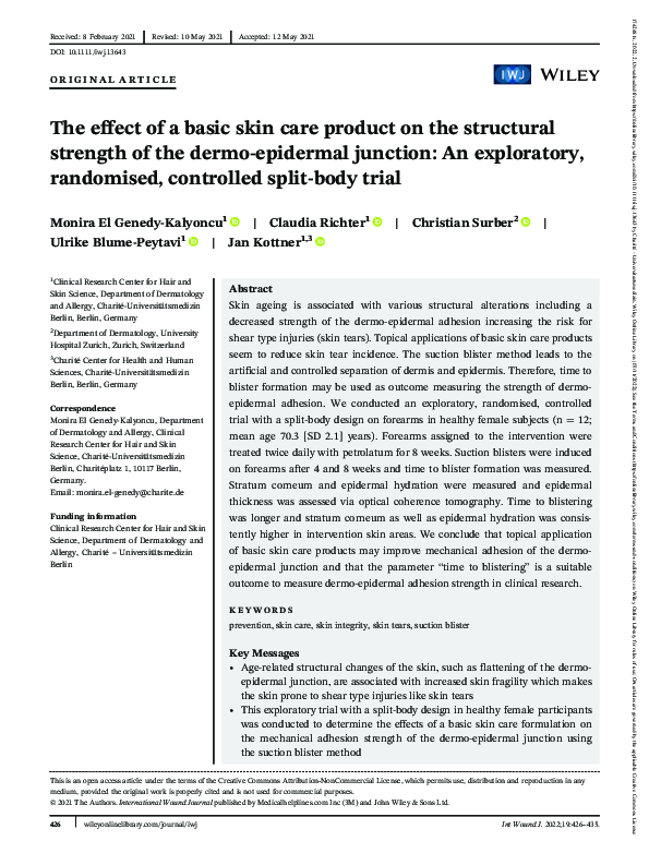 (PDF) The effect of a basic skin care product on the structural ...