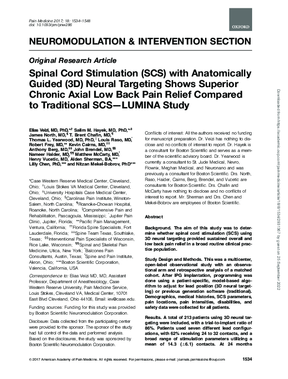 (PDF) Spinal Cord Stimulation (SCS) with Anatomically Guided (3D ...