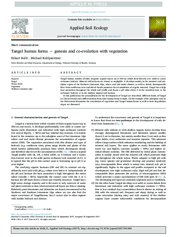 (PDF) Tangel humus forms − genesis and co-evolution with vegetation