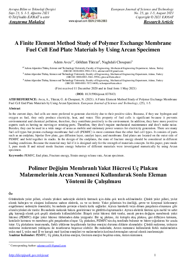(PDF) A Finite Element Method Study of Polymer Exchange Membrane Fuel Cell End Plate Materials ...