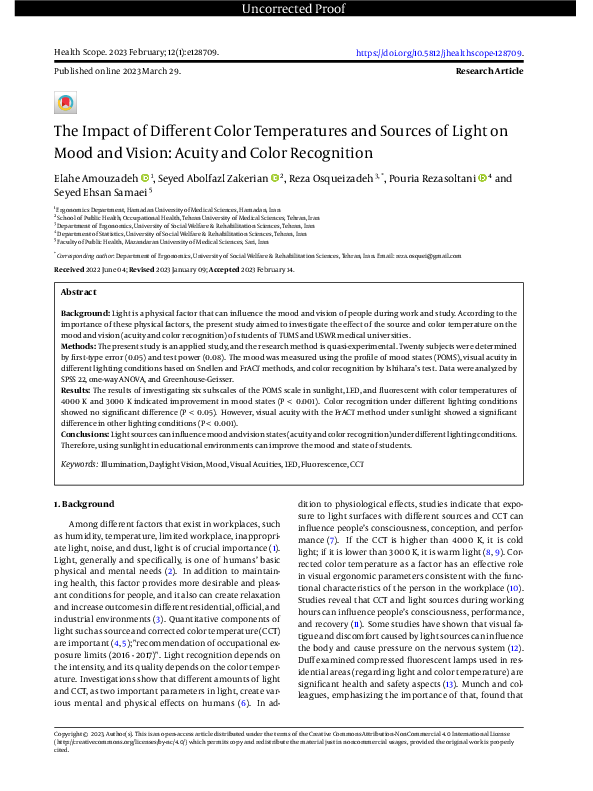 (PDF) The Impact of Different Color Temperatures and Sources of Light ...
