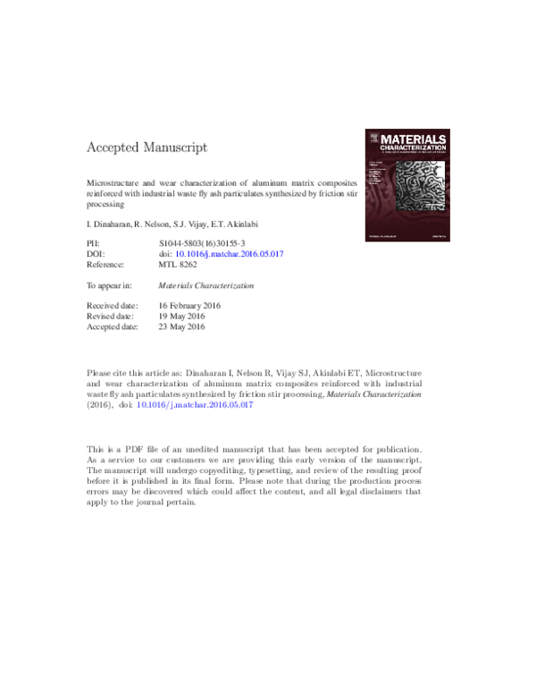 (PDF) Microstructure and wear characterization of Al2O3 reinforced ...