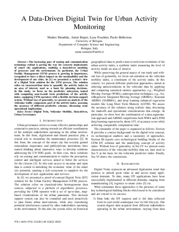 (PDF) A Data-Driven Digital Twin for Urban Activity Monitoring