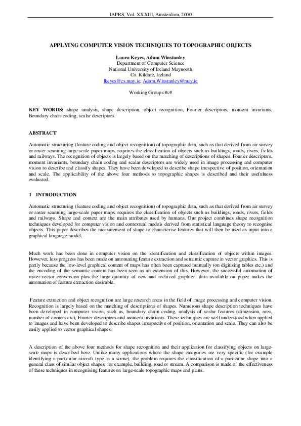 (PDF) Applying computer vision techniques to topographic objects