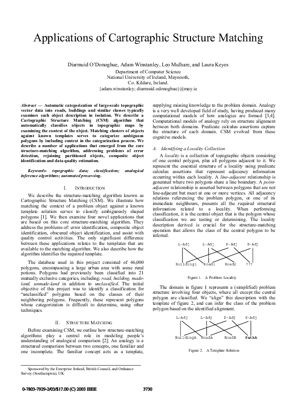 (PDF) Applications of cartographic structure matching