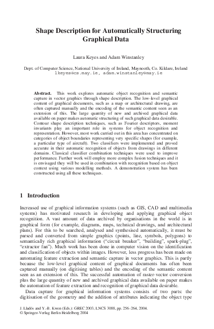 (PDF) Shape Description for Automatically Structuring Graphical Data
