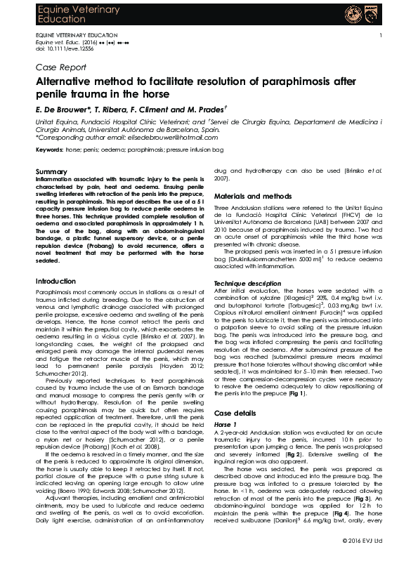 (PDF) Alternative method to facilitate resolution of paraphimosis after ...