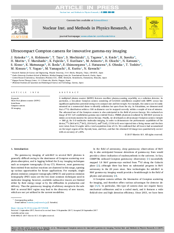 (PDF) Ultracompact Compton camera for innovative gamma-ray imaging