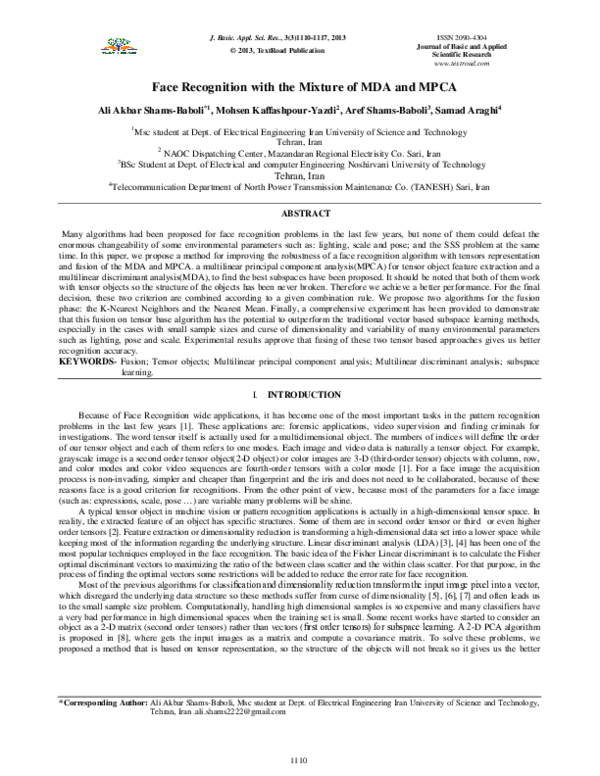 (PDF) Face Recognition with the Mixture of MDA and MPCA