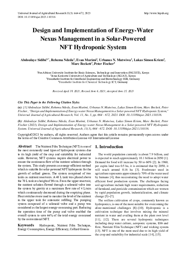 (PDF) Design and Implementation of Energy-Water Nexus Management in a ...