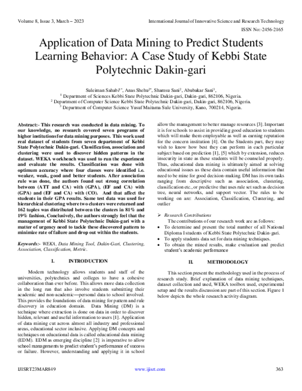 (PDF) Predicting Student Learning Behavior Using Data Mining Techniques