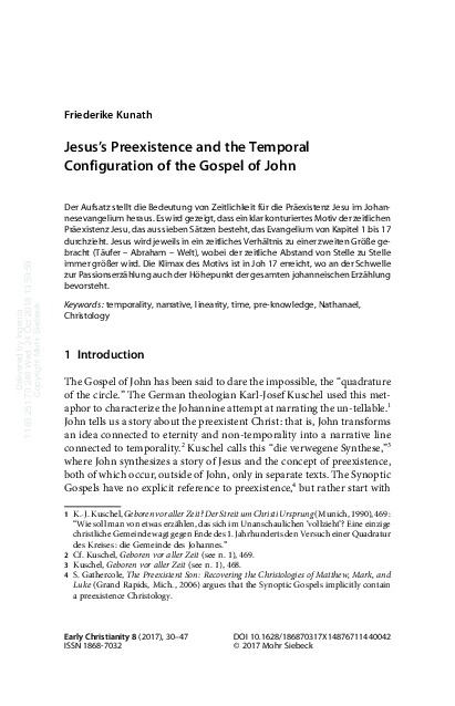 (PDF) Jesus's Preexistence and the Temporal Configuration of the Gospel ...