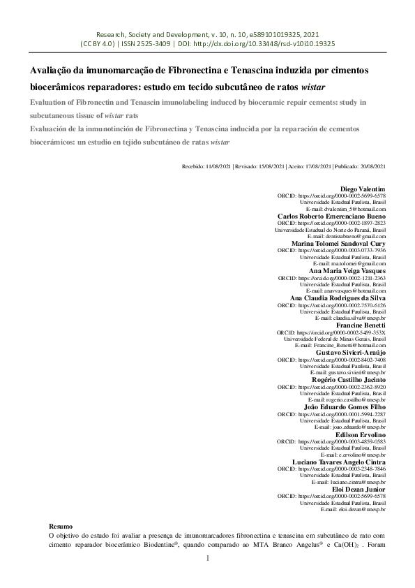 (PDF) Avaliação da imunomarcação de Fibronectina e Tenascina induzida ...