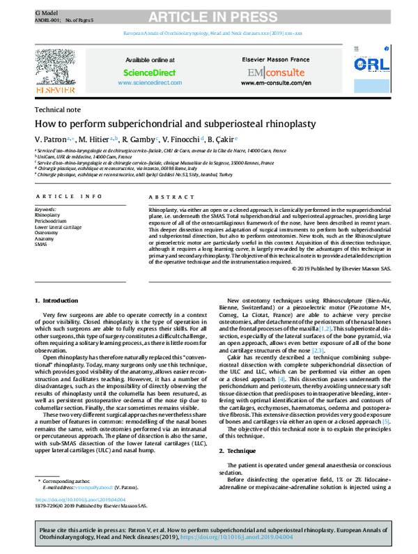 (PDF) How to perform subperichondrial and subperiosteal rhinoplasty