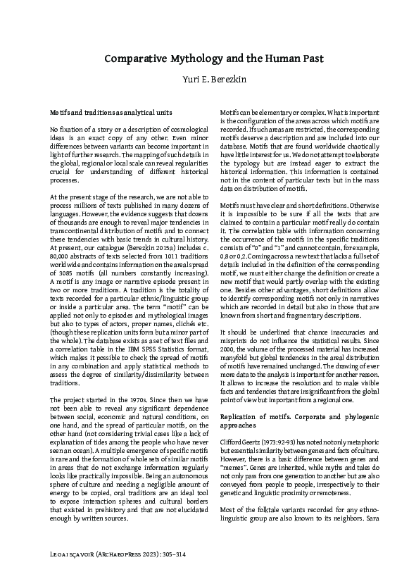 (PDF) Comparative mythology and the human past