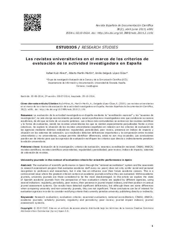 (PDF) Las revistas universitarias en el marco de los criterios de evaluación de la actividad ...