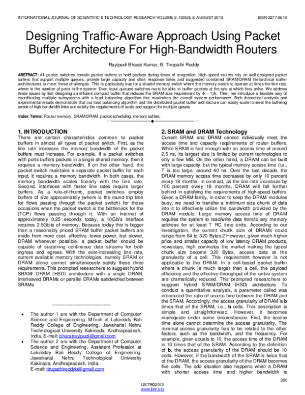Pdf Designing Traffic Aware Approach Using Packet Buffer Architecture For High Bandwidth Routers