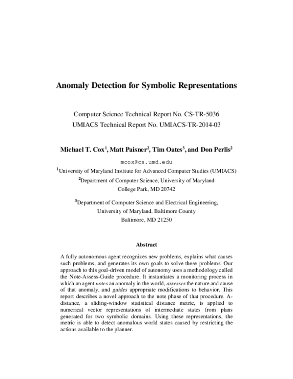 (PDF) Anomaly Detection for Symbolic Representations (PDF) Anomaly Detection for Symbolic Representations