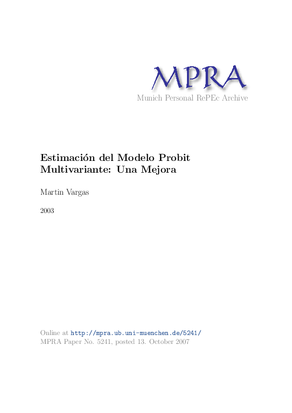 (PDF) Estimación del Modelo Probit Multivariante: Una Mejora