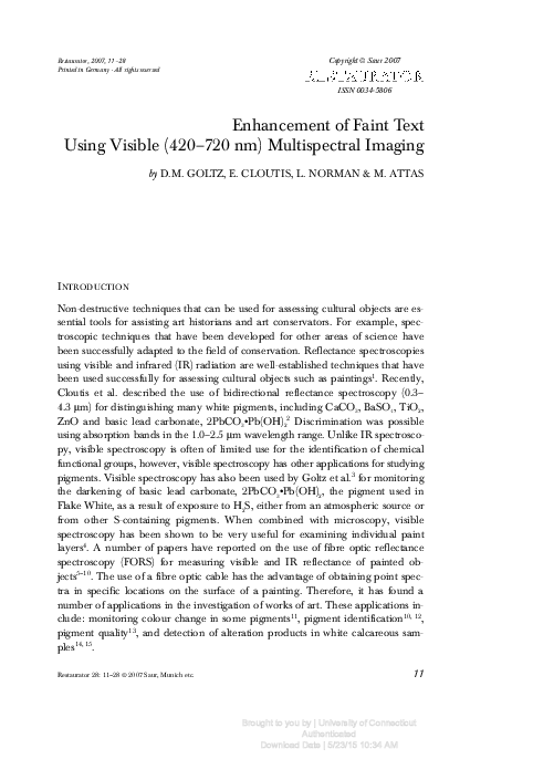 (PDF) Enhancement of Faint Text Using Visible (420–720 nm ...
