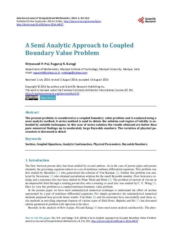 (PDF) A Semi Analytic Approach to Coupled Boundary Value Problem