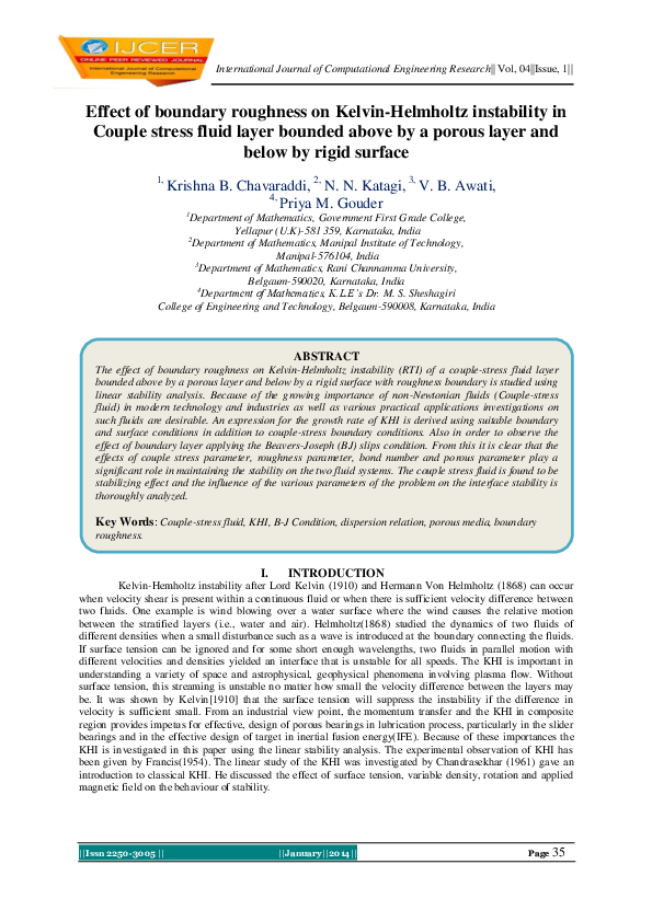 (PDF) Boundary Roughness in Kelvin-Helmholtz Instability