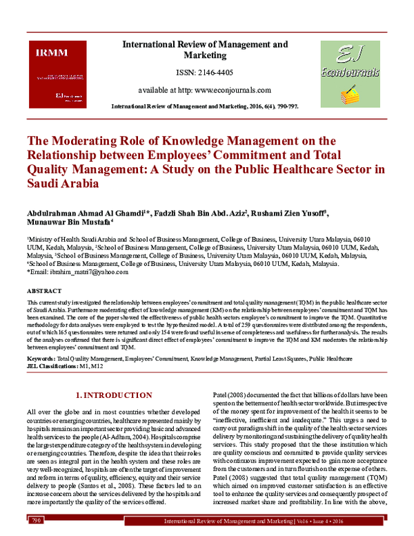 (PDF) The Moderating Role of Knowledge Management on the Relationship between Employees ...
