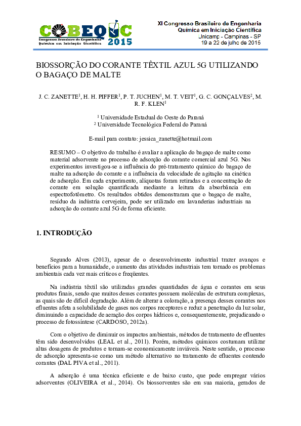 (PDF) Biossorção Do Corante Têxtil Azul 5G Utilizando O Bagaço De Malte ...