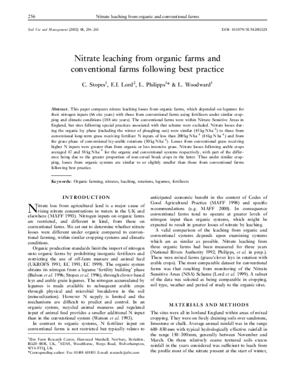(PDF) Nitrate leaching from organic farms and conventional farms ...