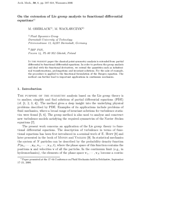 (PDF) On the extension of Lie group analysis to functional-differential equations