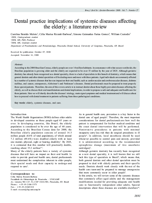 (PDF) Dental practice implications of systemic diseases affecting the ...
