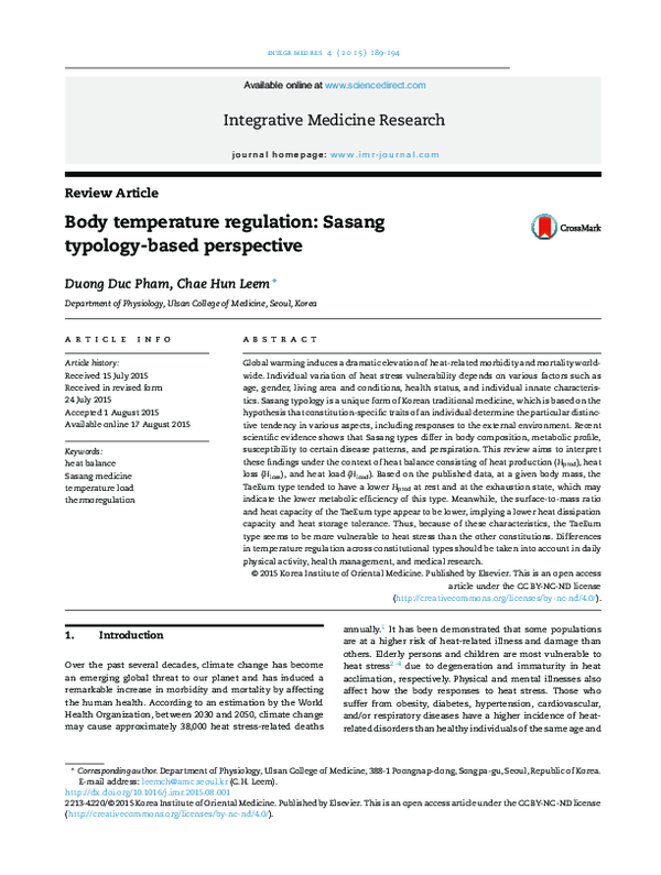 (PDF) Body temperature regulation: Sasang typology-based perspective