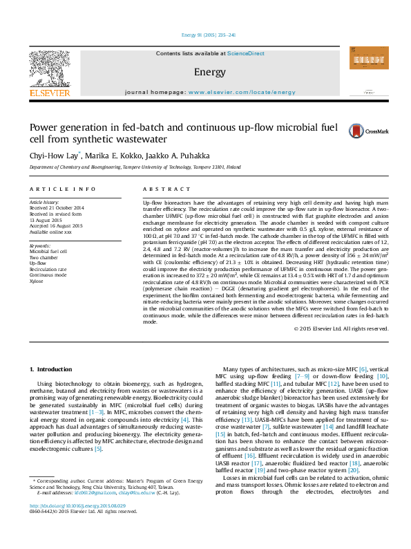 (PDF) Power generation in fed-batch and continuous up-flow microbial ...