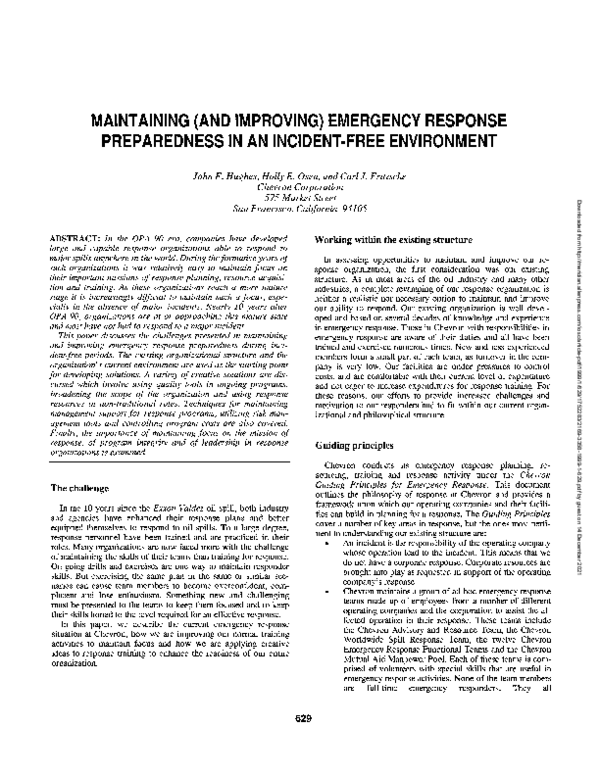 (PDF) Maintaining (and Improving) Emergency Response Preparedness in an ...