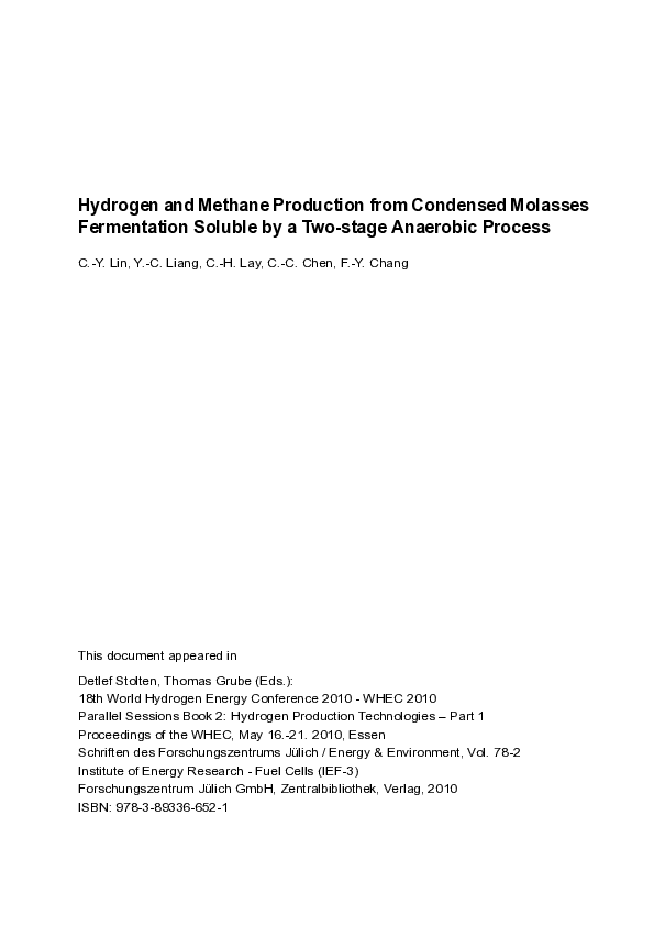 (PDF) Hydrogen and Methane Production from Condensed Molasses ...
