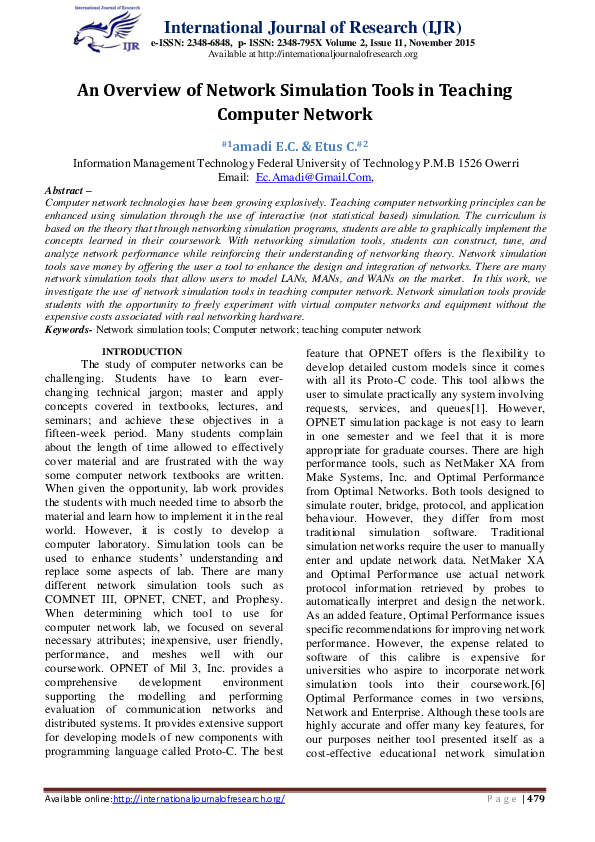 Pdf An Overview Of Network Simulation Tools In Teaching Computer Network