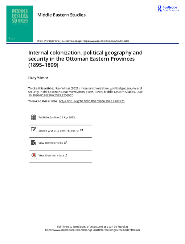 (PDF) Internal colonization, political geography and security in the ...