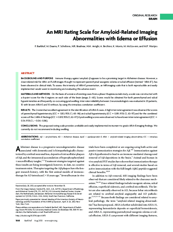 (PDF) An MRI Rating Scale for Amyloid-Related Imaging Abnormalities ...