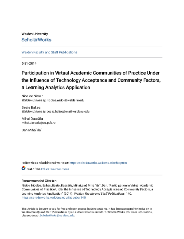 (PDF) Participation in virtual academic communities of practice under ...